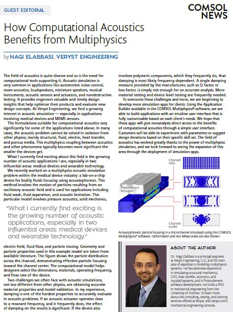 Guest editorial in COMSOL News 2017 Acoustics Edition | Veryst Engineering